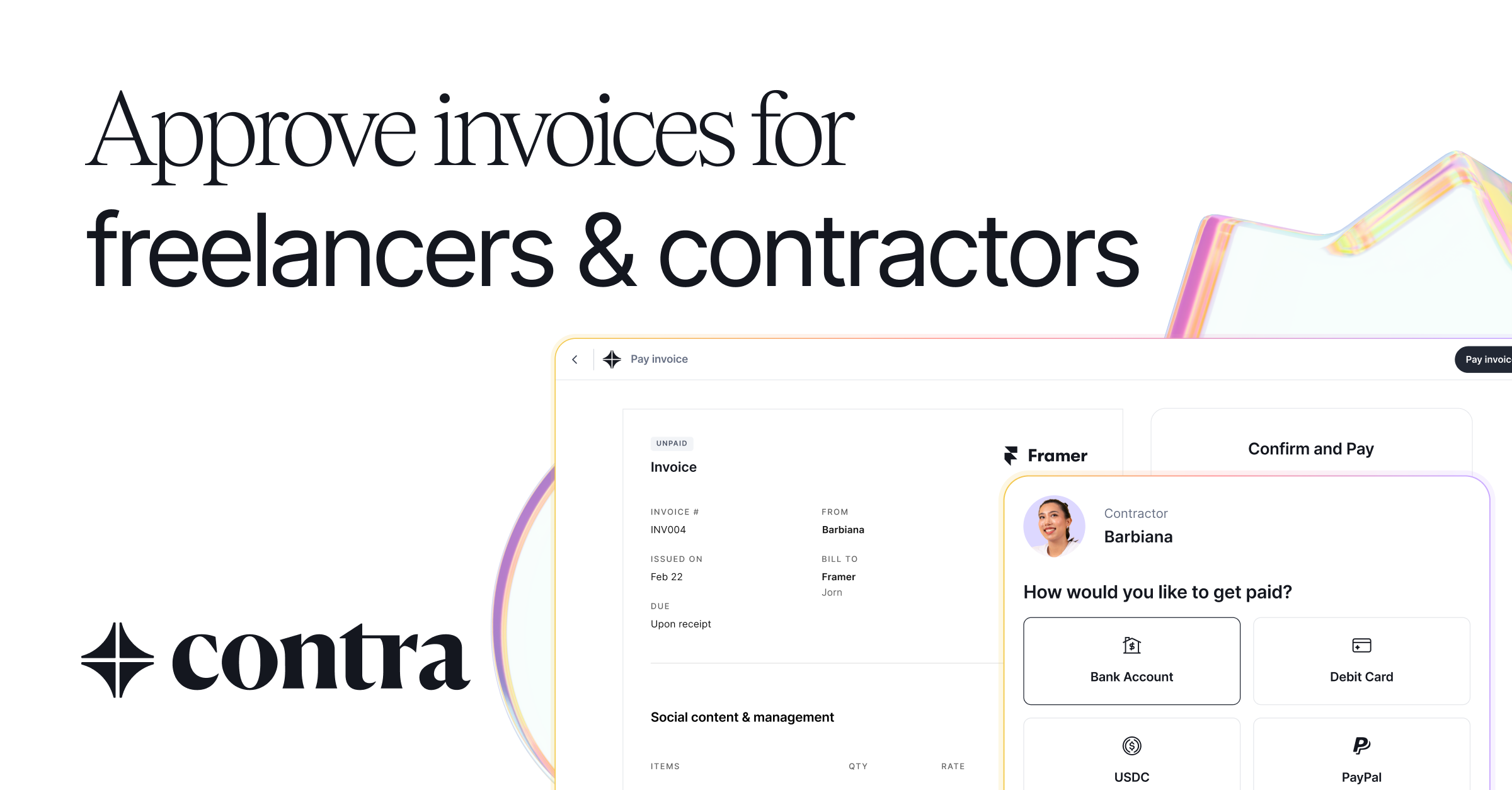 Approve invoices for freelancers and contractors | Contra