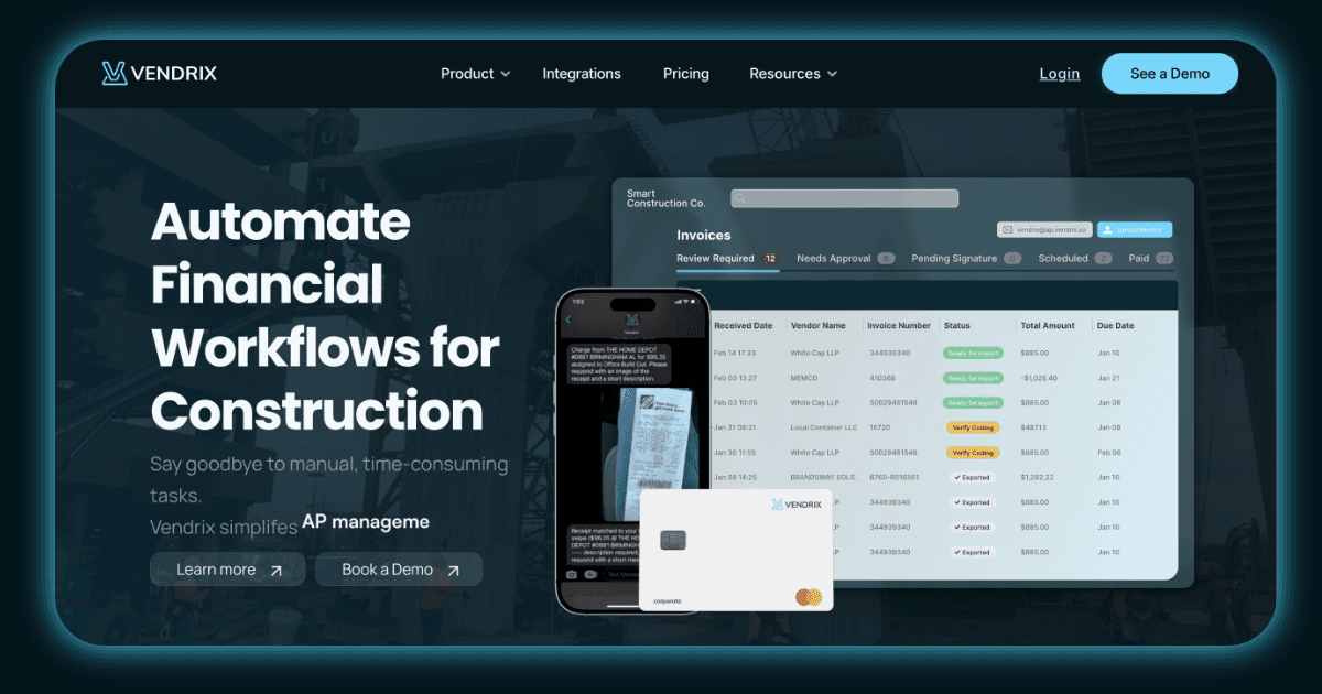 Vendrix - Best Credit Card for Construction Businesses