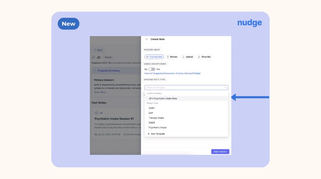 Nudge - AI Powered SOAP Notes for Therapists