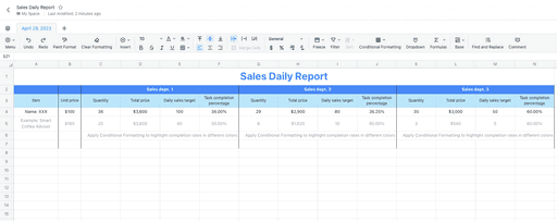 Sales Daily Report Template | Lark Templates