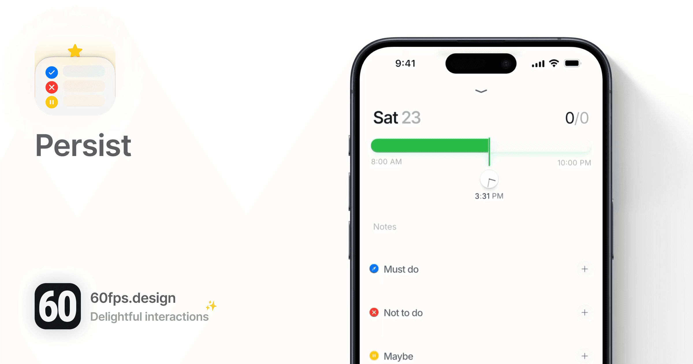 Persist iOS App UI/UX animation