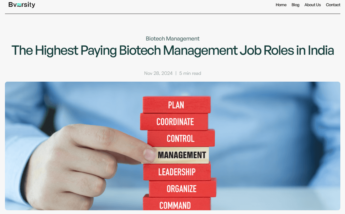 The Highest Paying Biotech Management Job Roles in India - Bversity