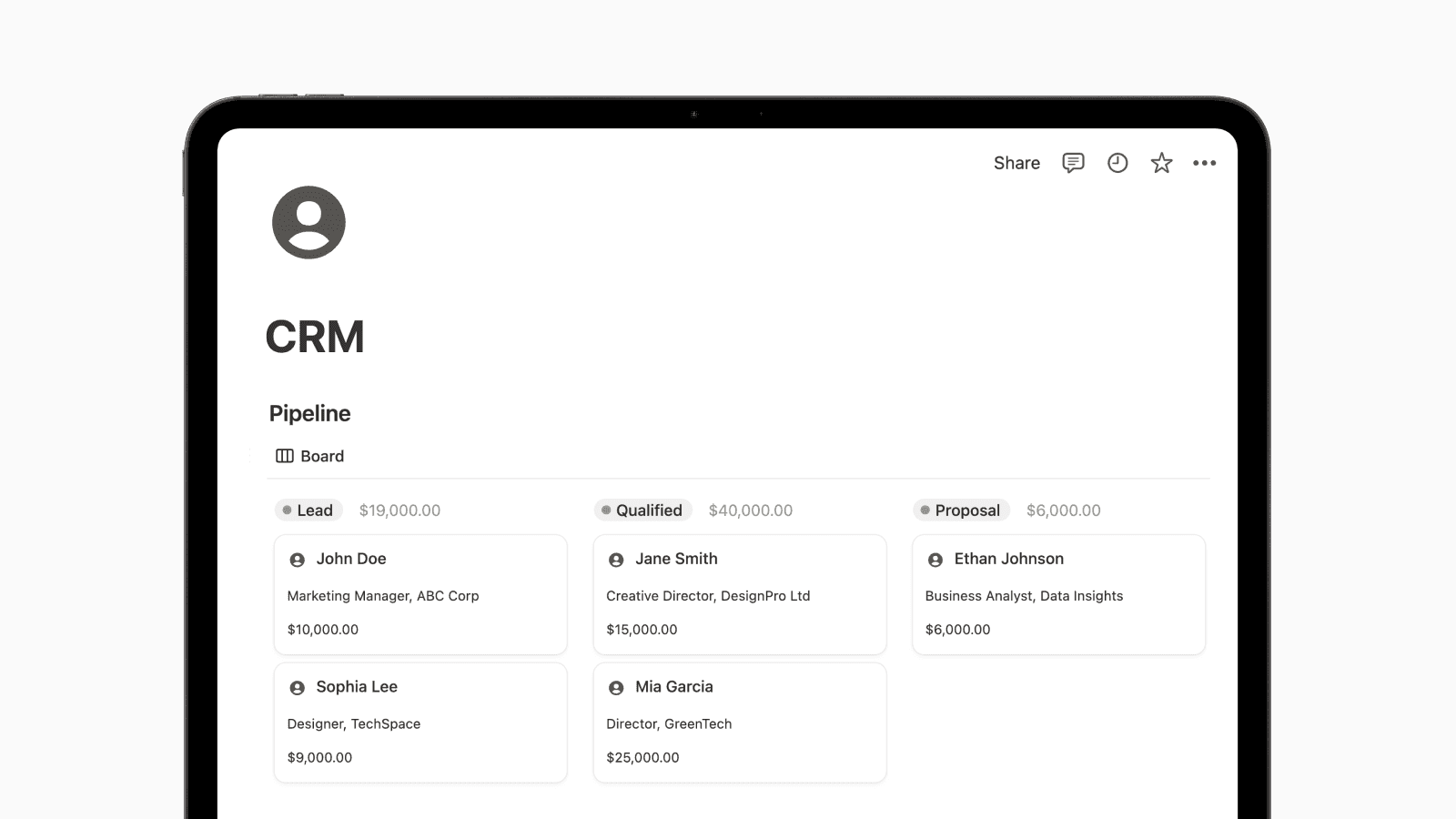 CRM Template | Easlo