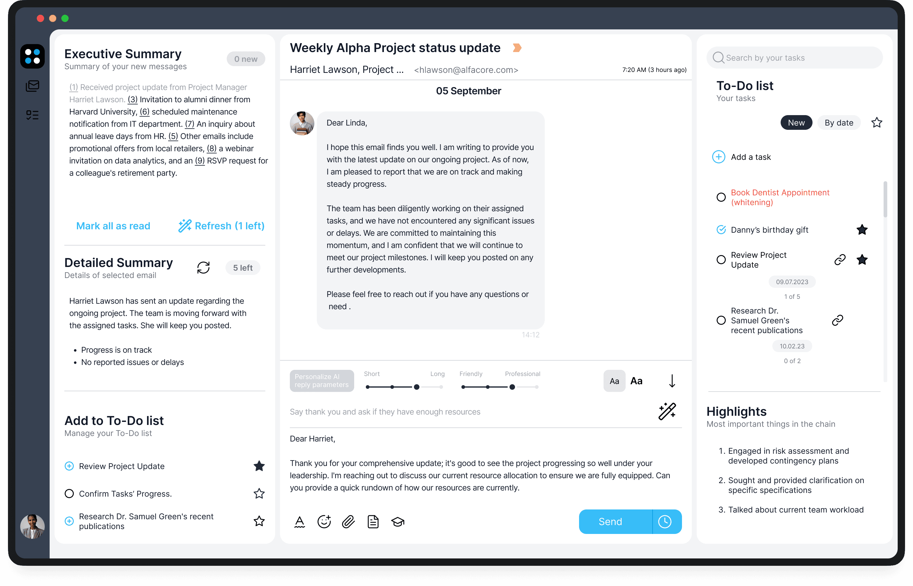 SCIVE: Dashboard: AI-Enhanced Overview of Your Email Universe