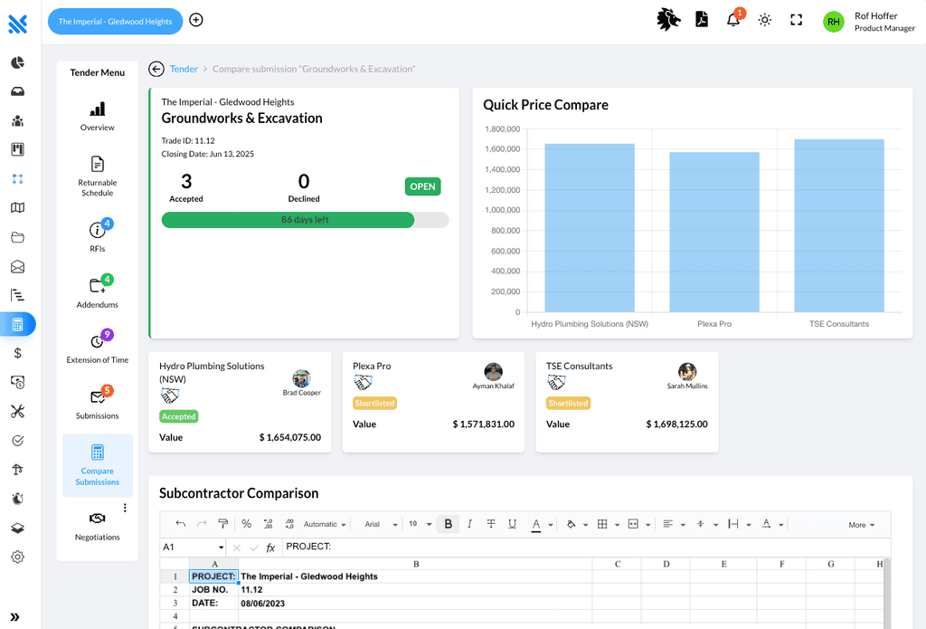 Construction Contract & Tender Management Software | Plexa