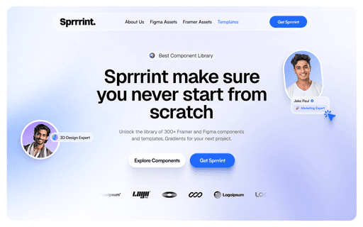 Sprrrint - Framer and Figma Templates, Component Library
