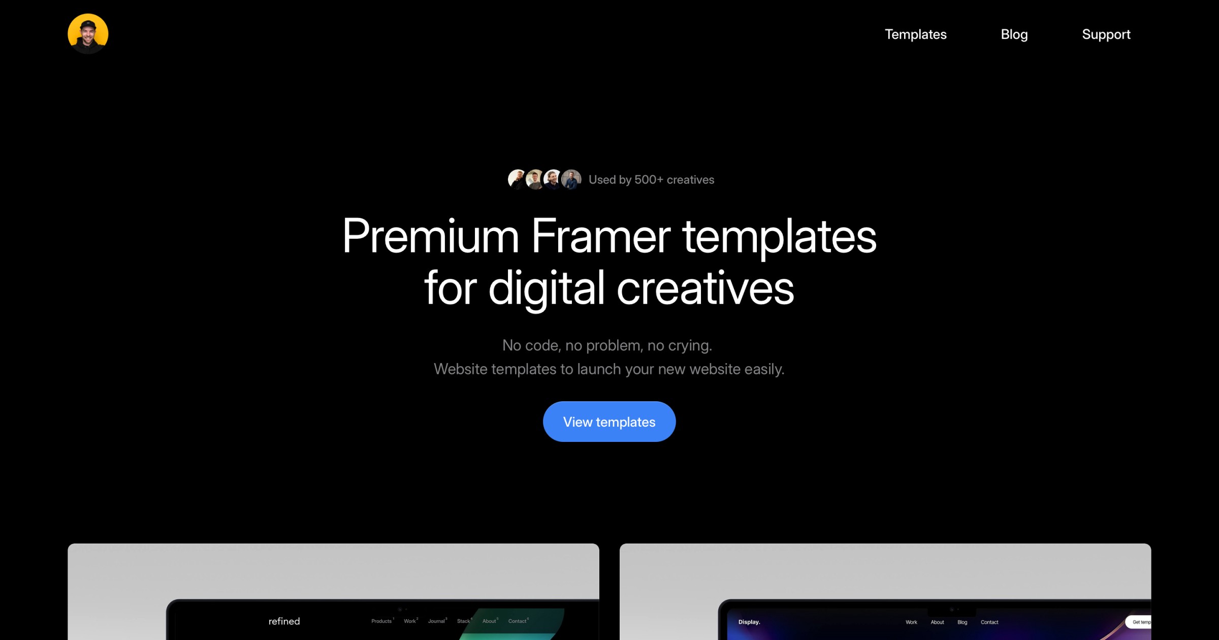 Premium Framer templates for creatives