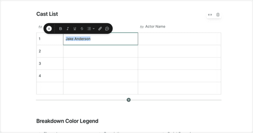 Script Breakdown Template