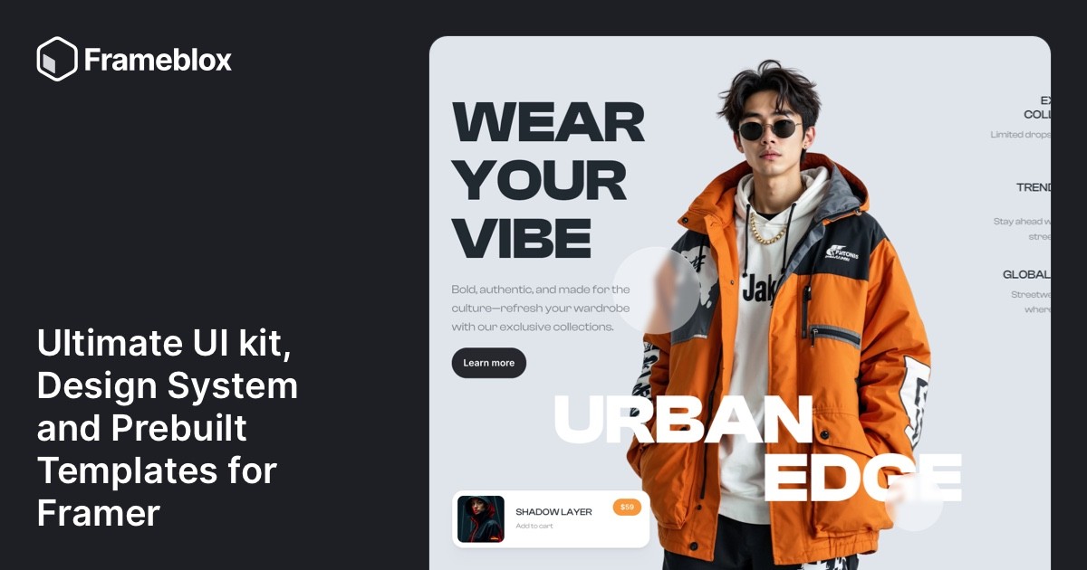 Day 19 - Shop hero section component for Framer - Frameblox UI kit