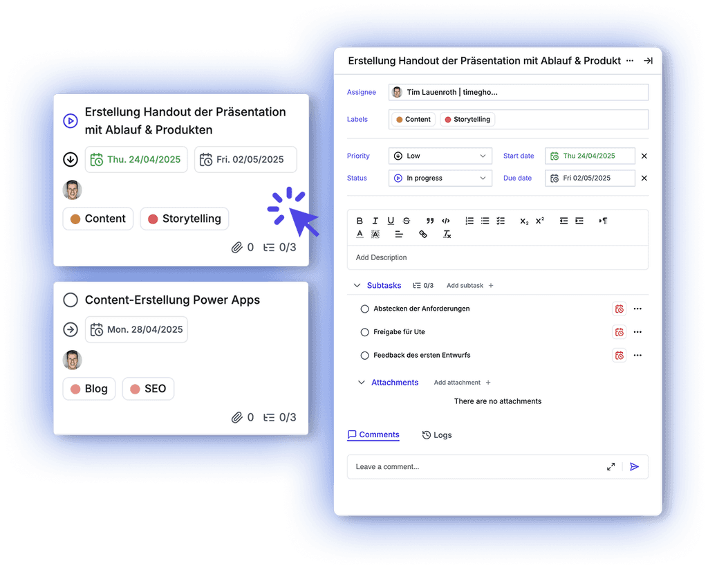 Project management software for Microsoft Teams - timeghost Project Board