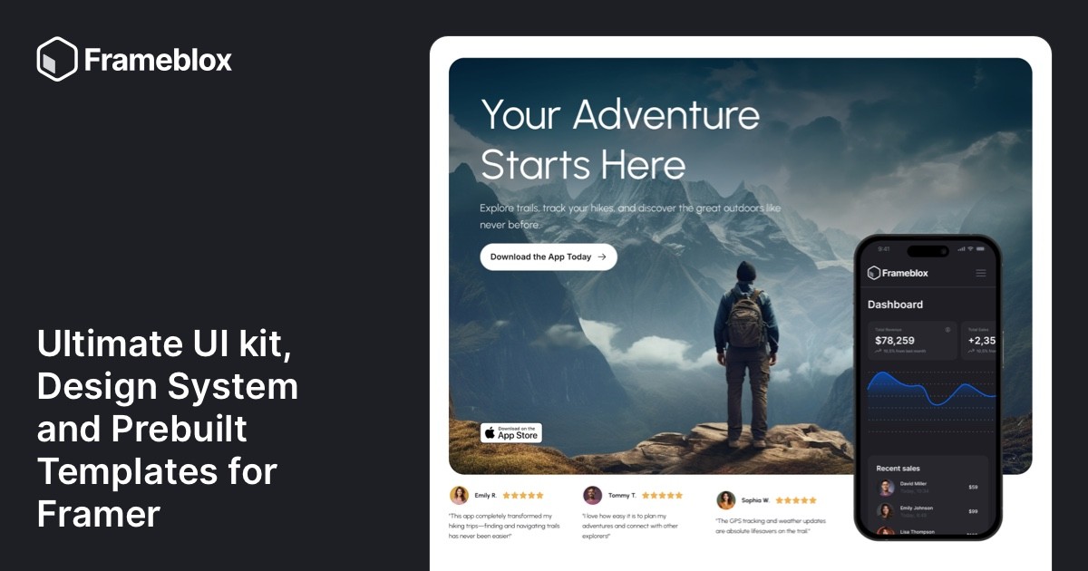 Day 17 - Hero section component for Framer - Frameblox UI kit