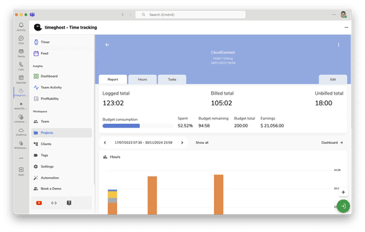 Time tracking in Microsoft Teams - timeghost Time Tracking