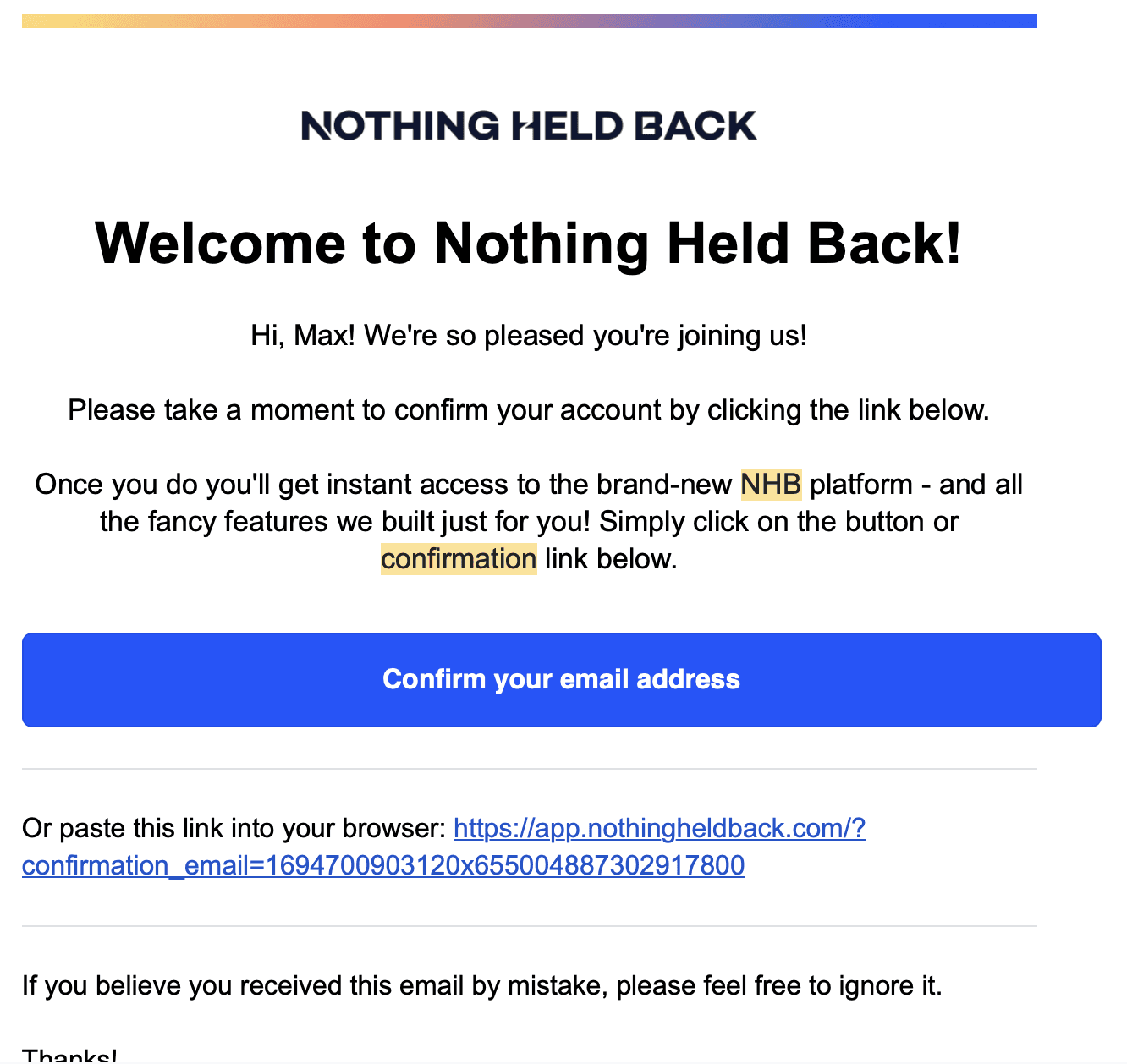 NHB | Please confirm your subscription...