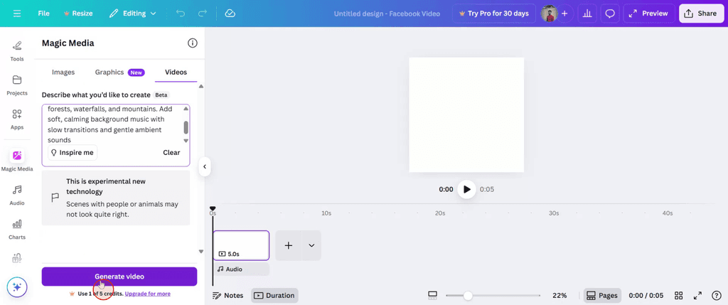 How to Use Canva AI Video Generator - 1 minute video guide