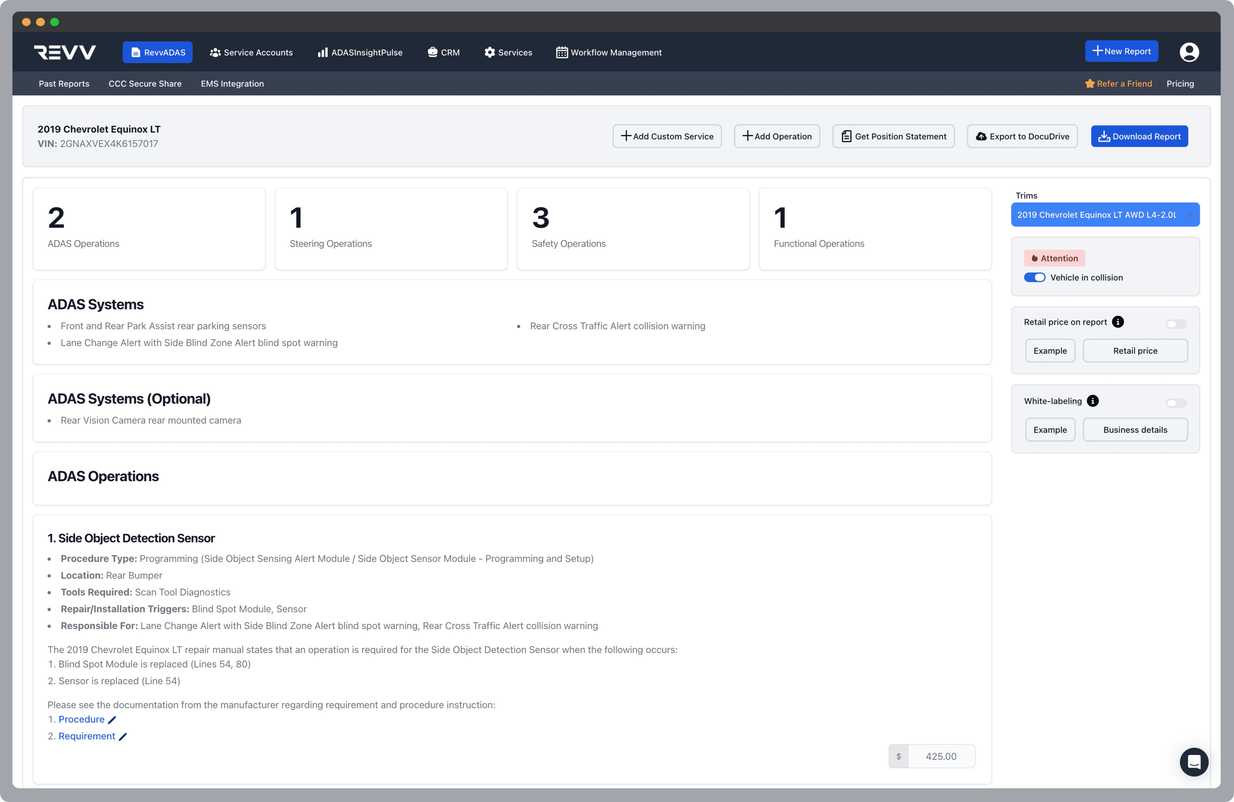Revv ADAS | AI-Powered ADAS Calibration Identification for Repair Shops