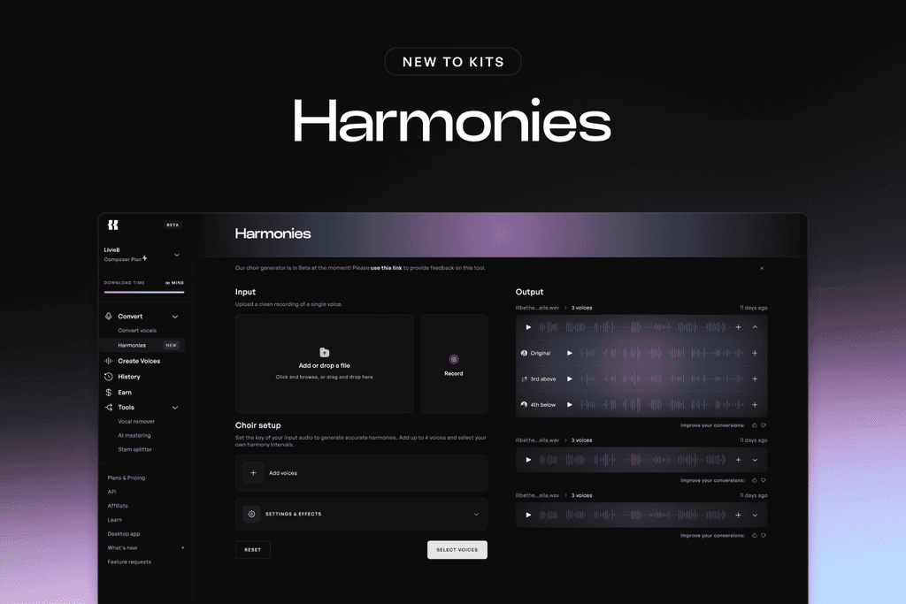 Now Live: Harmony Generator on Kits AI - Kits.AI