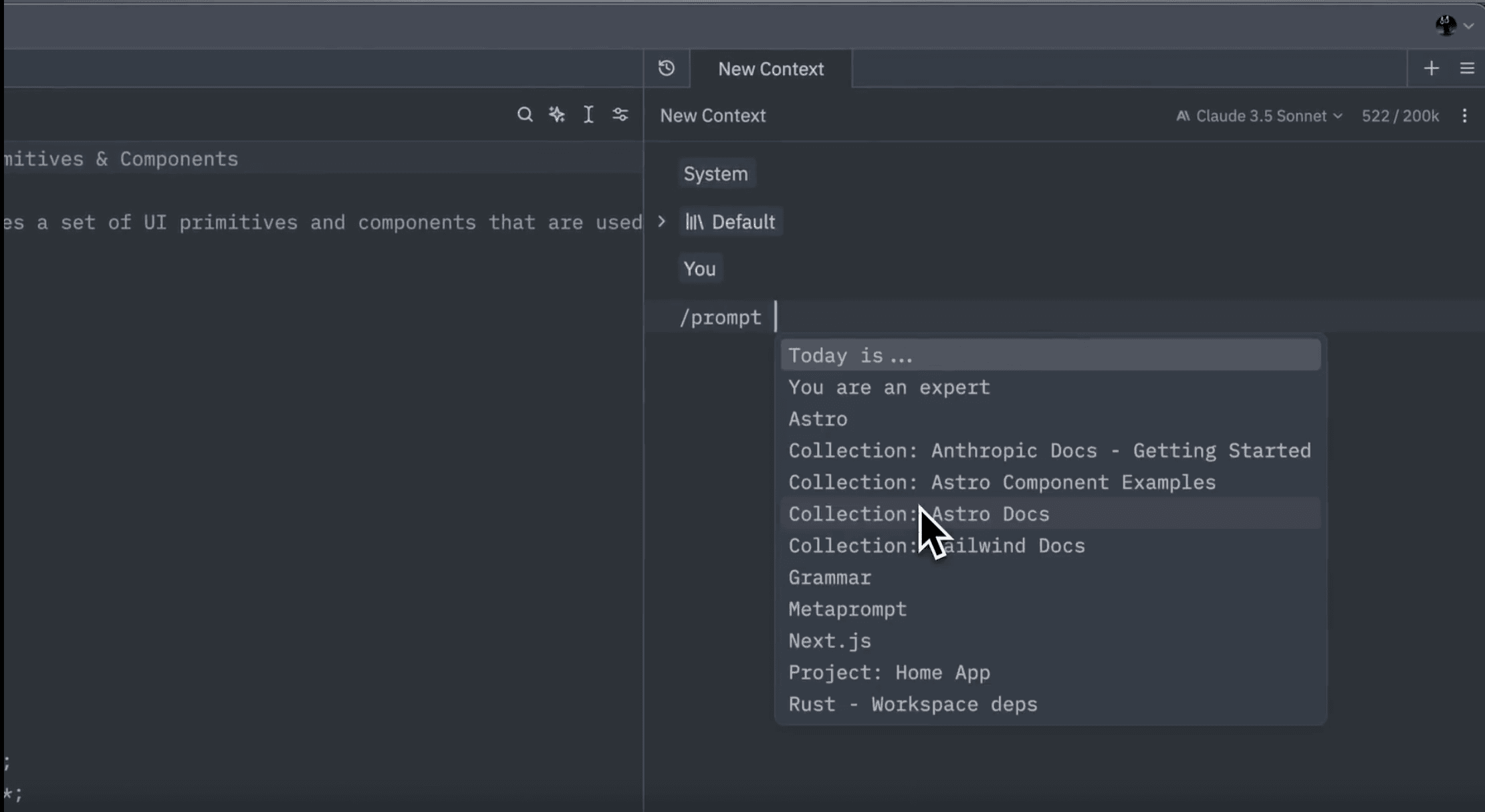 Zed.dev resuable prompt library in code editor - Conversacional Interacción AI-UX