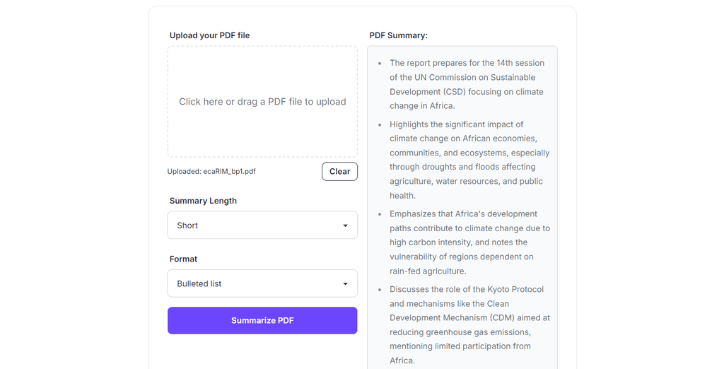AI PDF Summarizer - Free Tool
