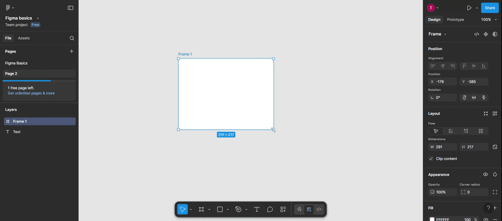 How to Create a Frame in Figma - 1 minute video guide