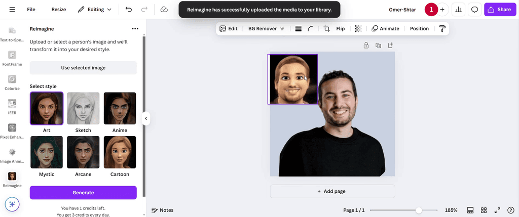 How to Cartoonize a Photo in Canva – Step-by-Step Guide - 1 minute ...