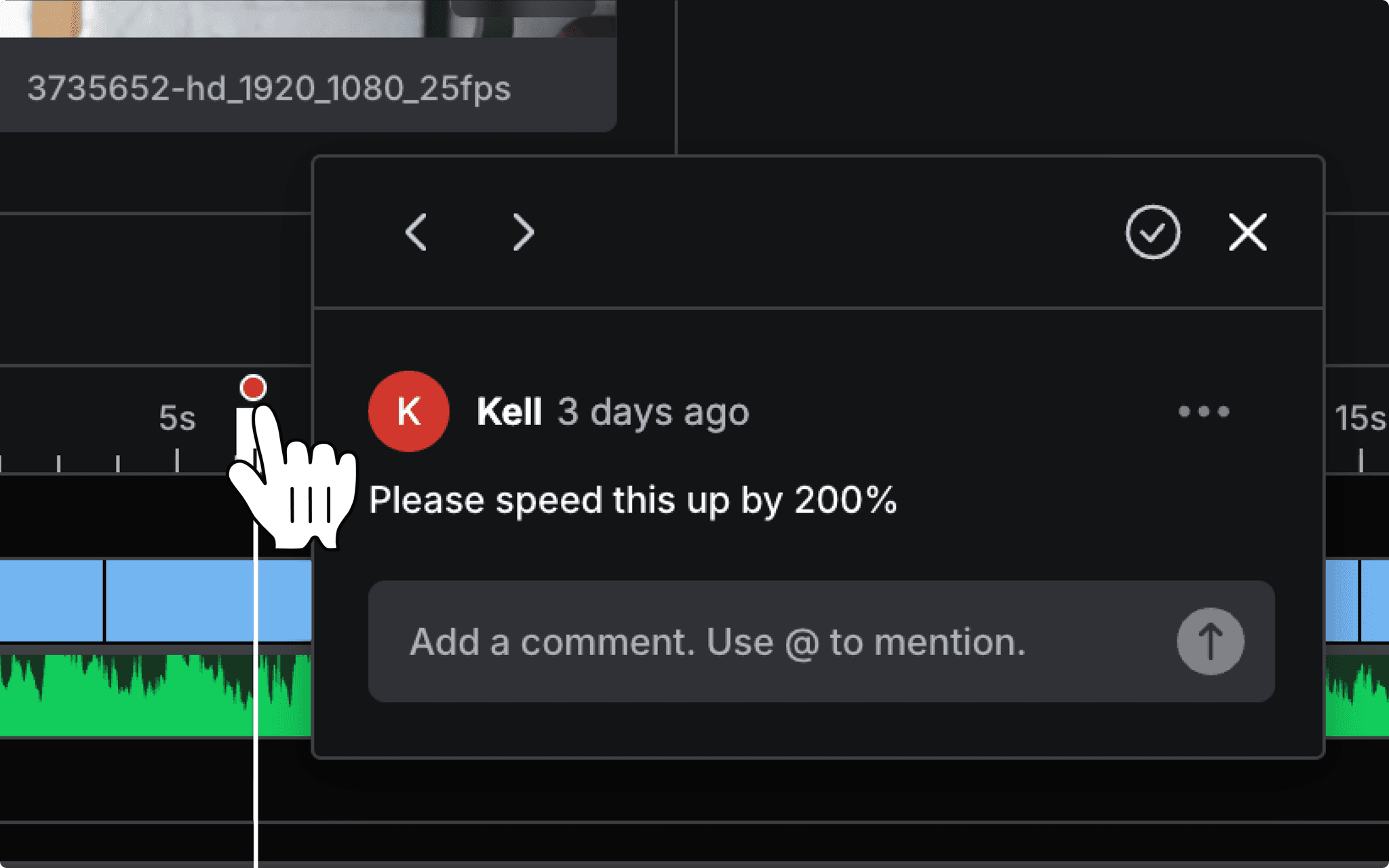 How to add comments on the video editing timeline | elevate.io