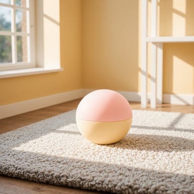 product photography of a spherical cosmetic applicator