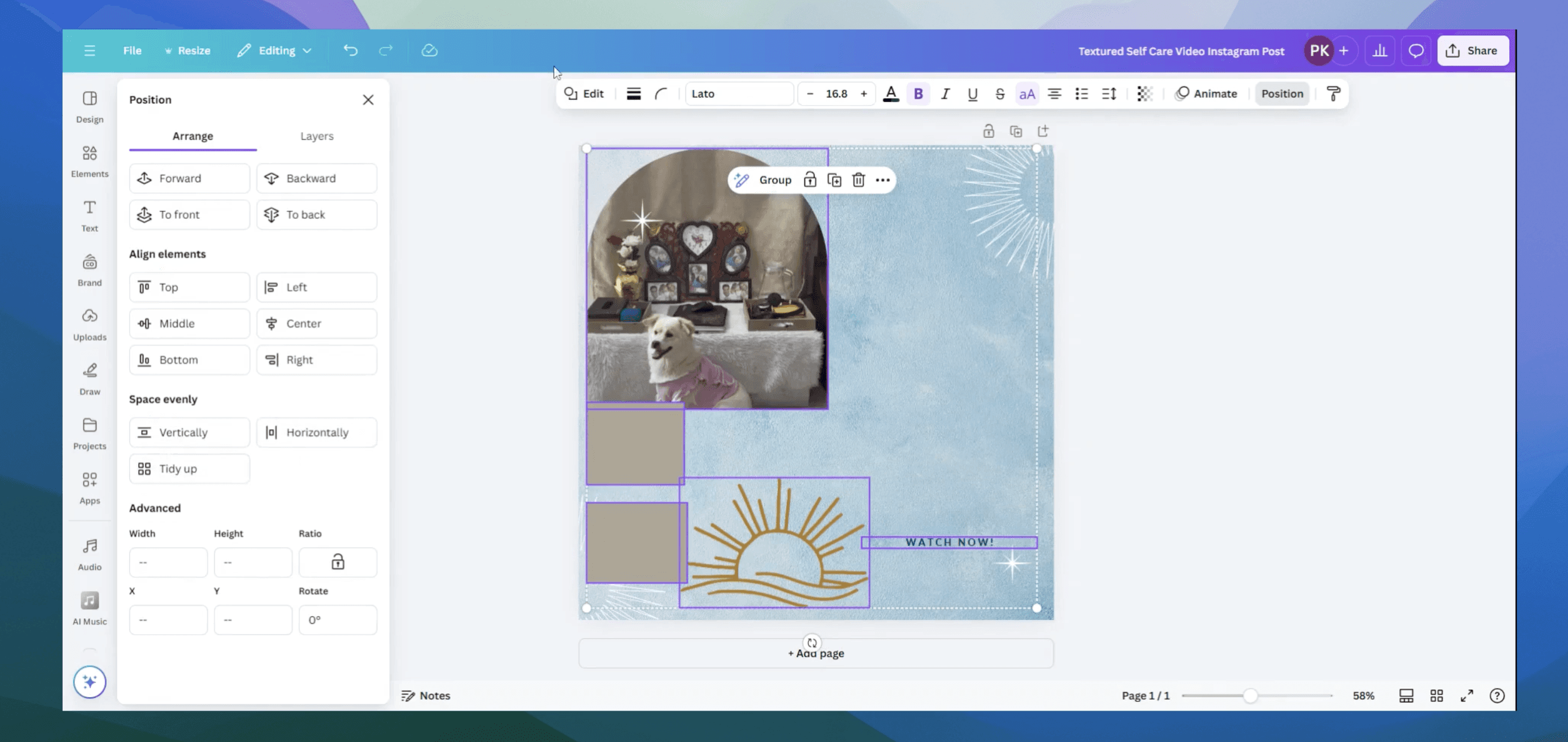 How to evenly epace elements in canva - 1 minute video guide