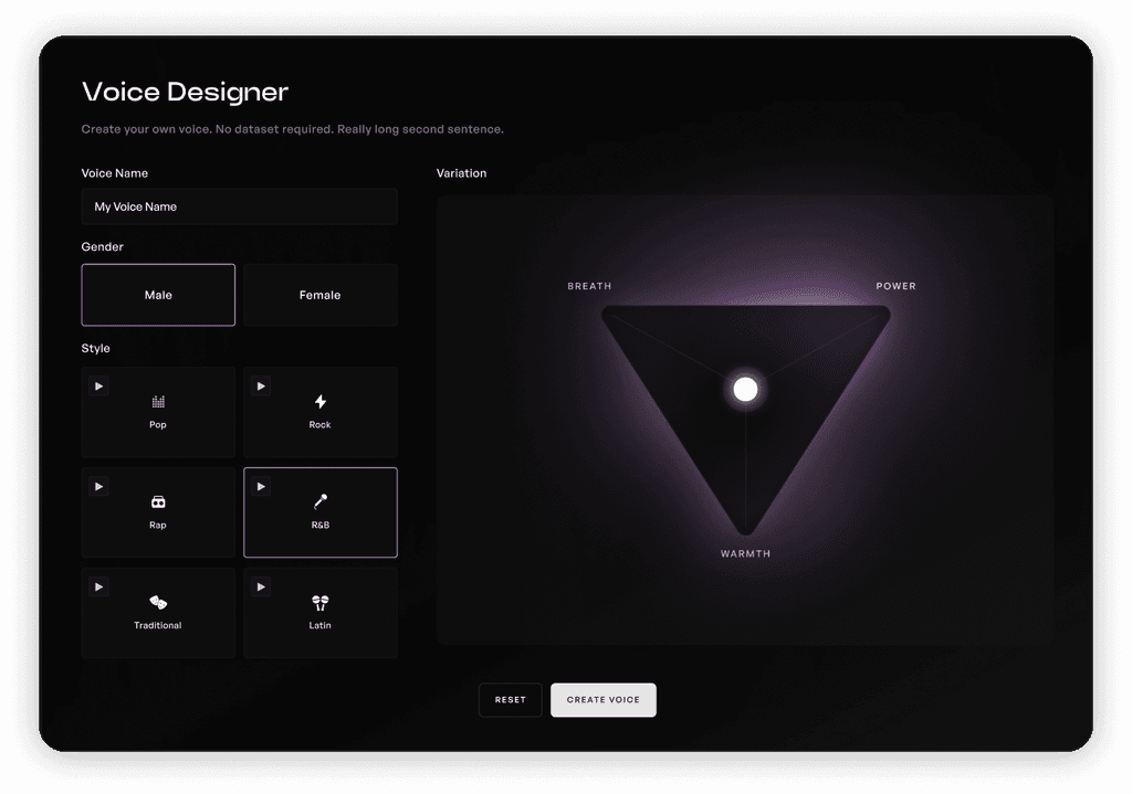 Voice Designer | Create new singing voices from scratch