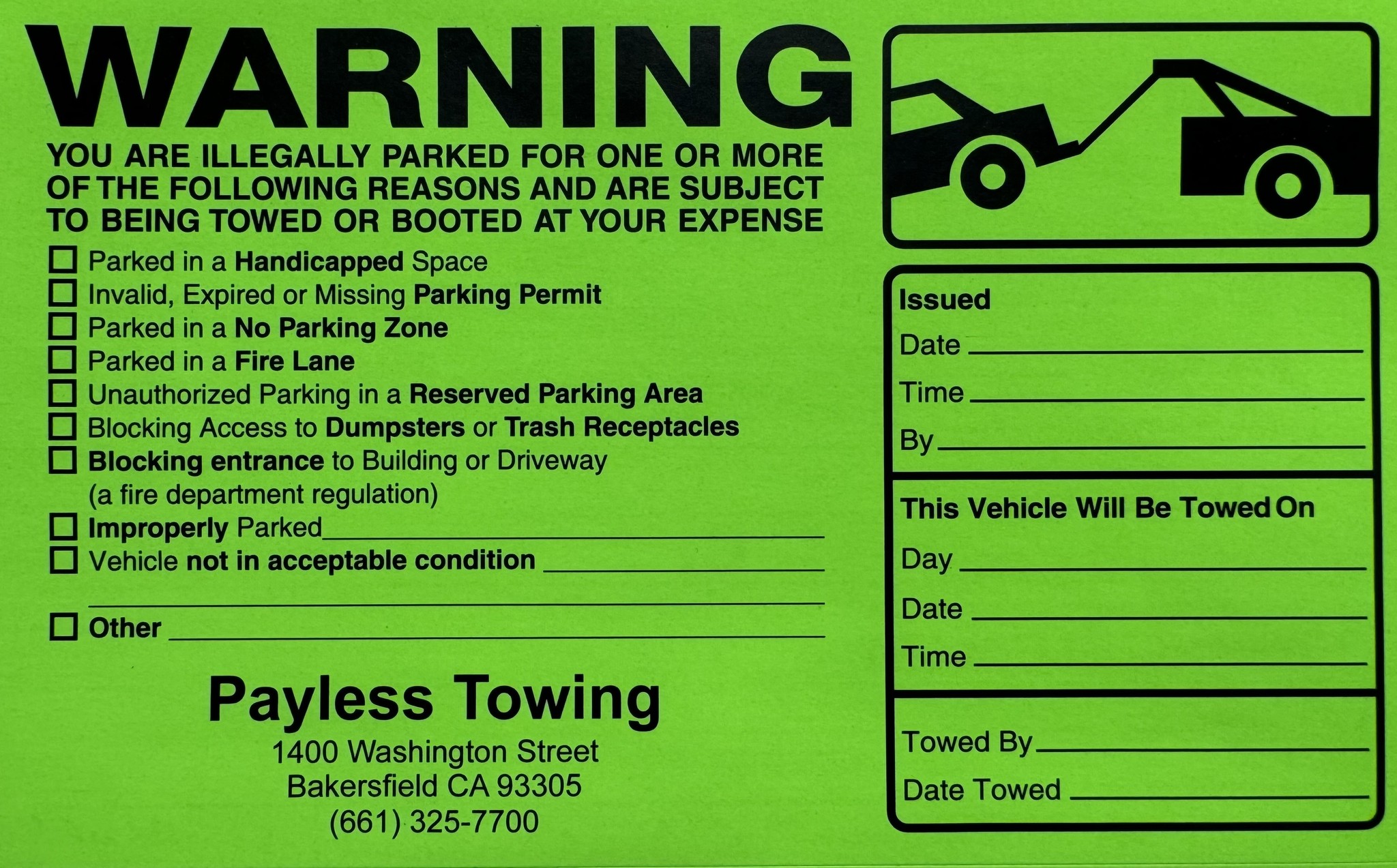 Payless Towing Bakersfield.