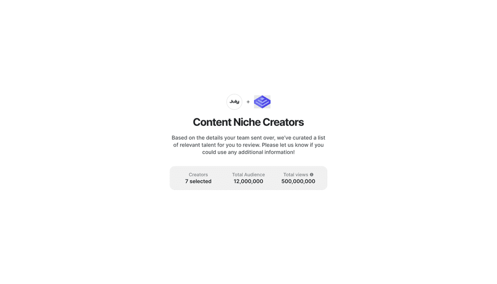 Influencer One Sheet Template - July – #1 platform for Creator Agencies