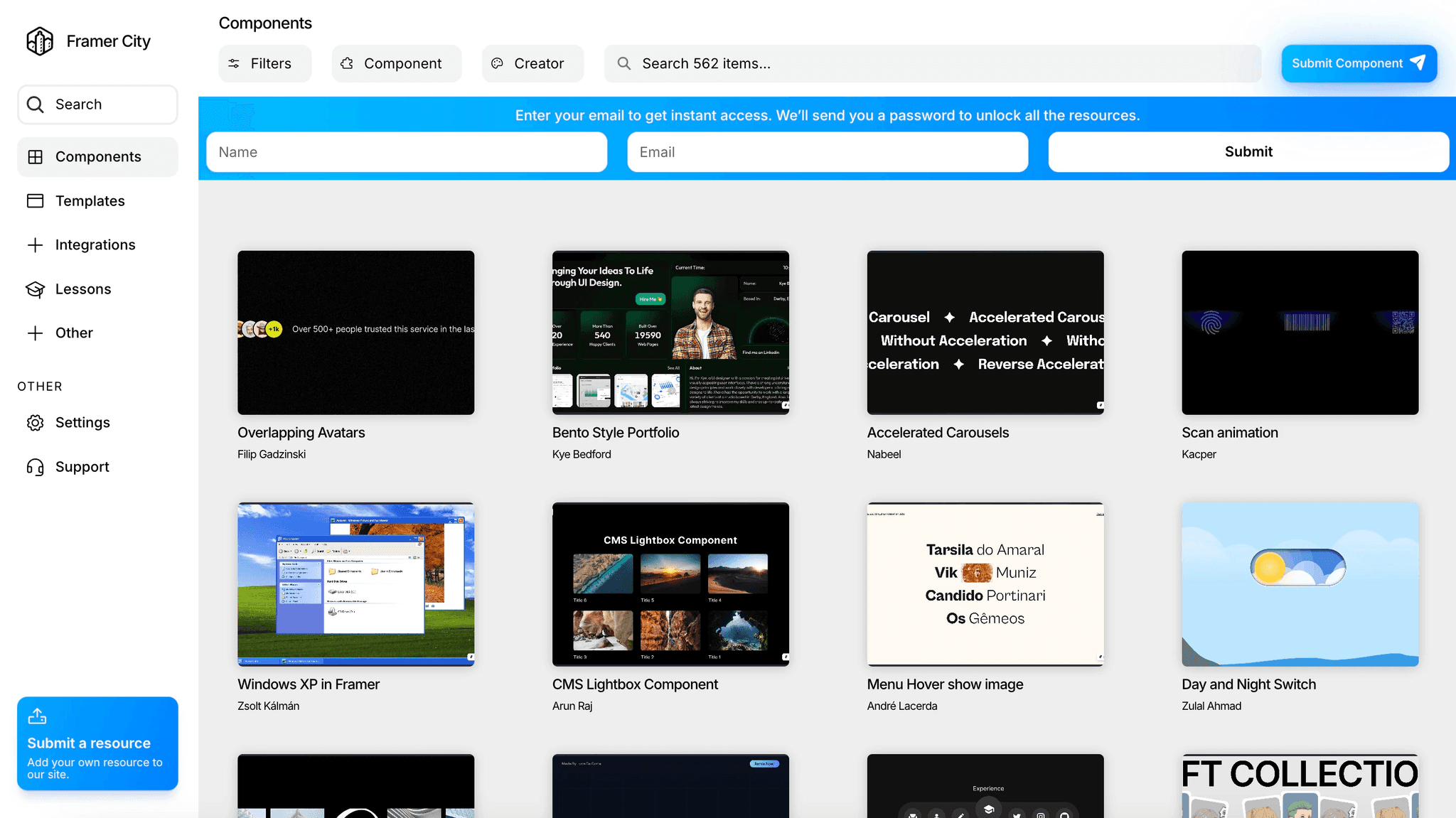 Framer City - #1 Framer Resource Site (+600 components) to Remix
