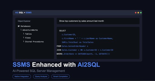 Enhance SQL Server Management Studio (SSMS) with AI2SQL | AI SQL ...