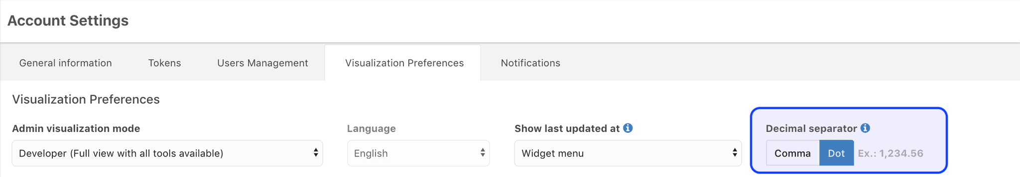 New general settings for Decimal Separator - TagoIO