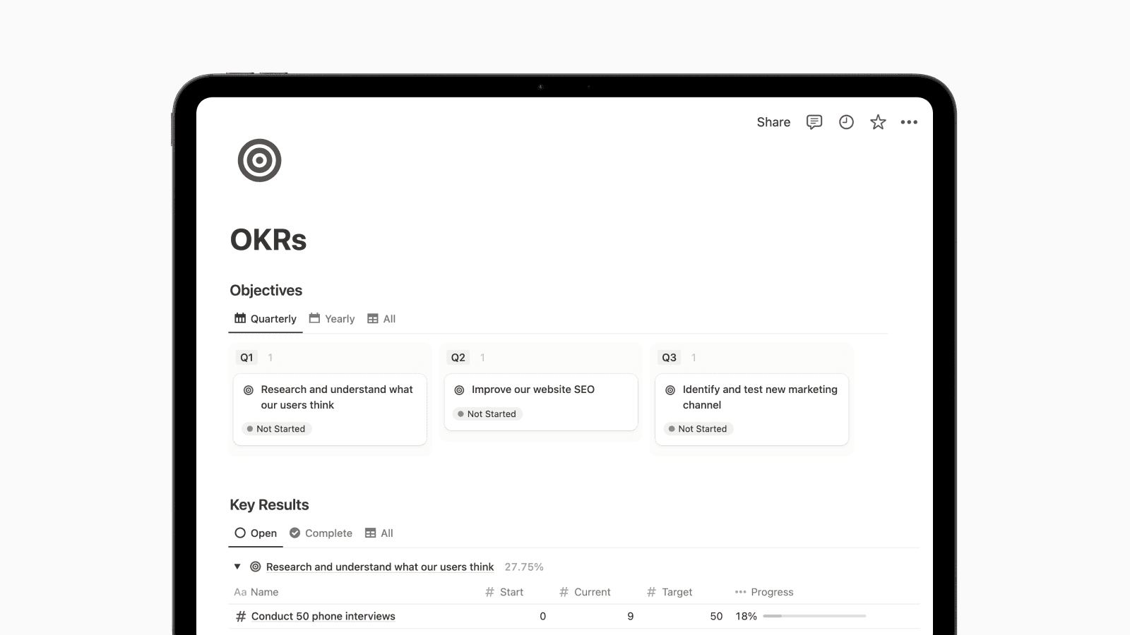 OKRs Tracker | Notion Template
