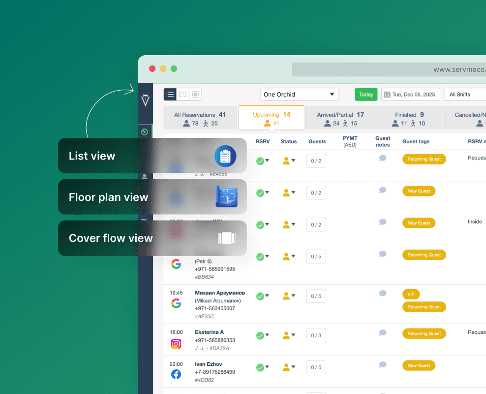 Table and Seating Management Software for Restaurants | SerVme
