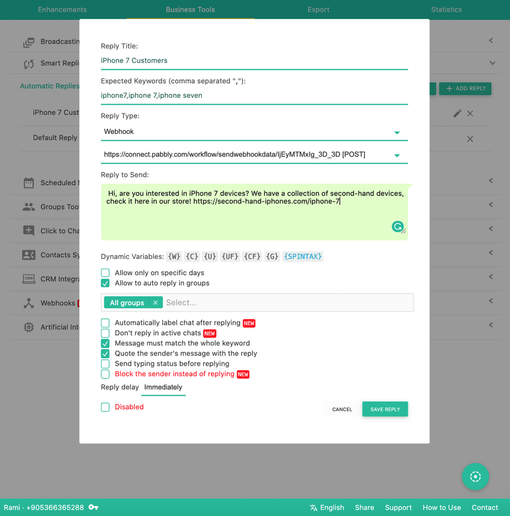 Integrate WhatsApp With Pabbly Connect - WA Web Plus