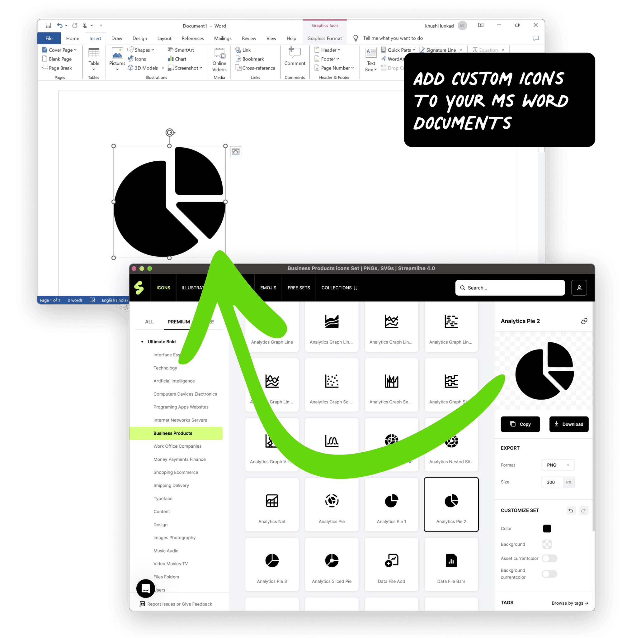 Icons for Word: Massive, consistent sets