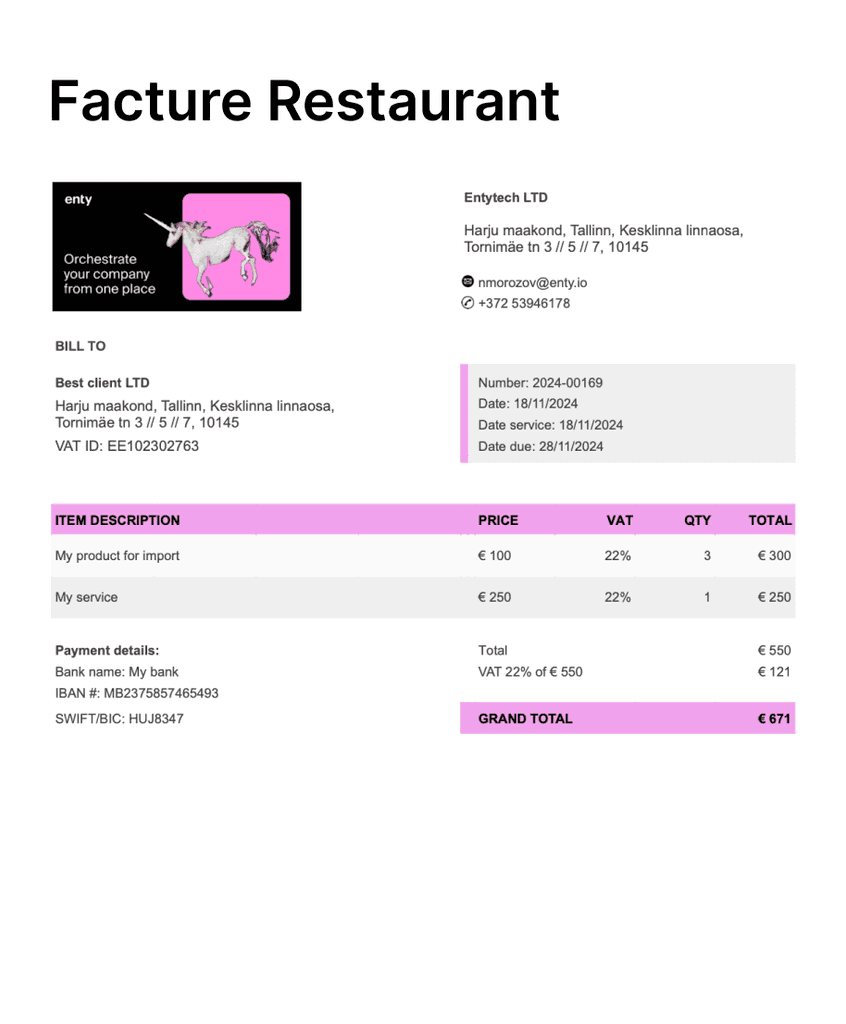 Télécharger Facture Restaurant : Professionnelle et Simple