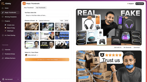 Create Viral Thumbnails with Clickly A.I.