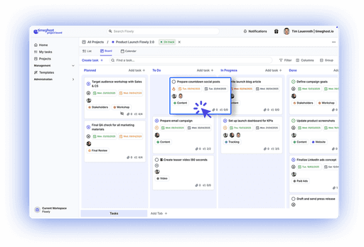 Project management software for Microsoft Teams - timeghost Project Board