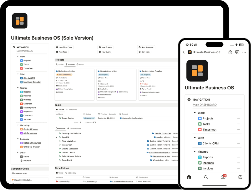 Notion Ultimate Business OS - A Complete Business management solution