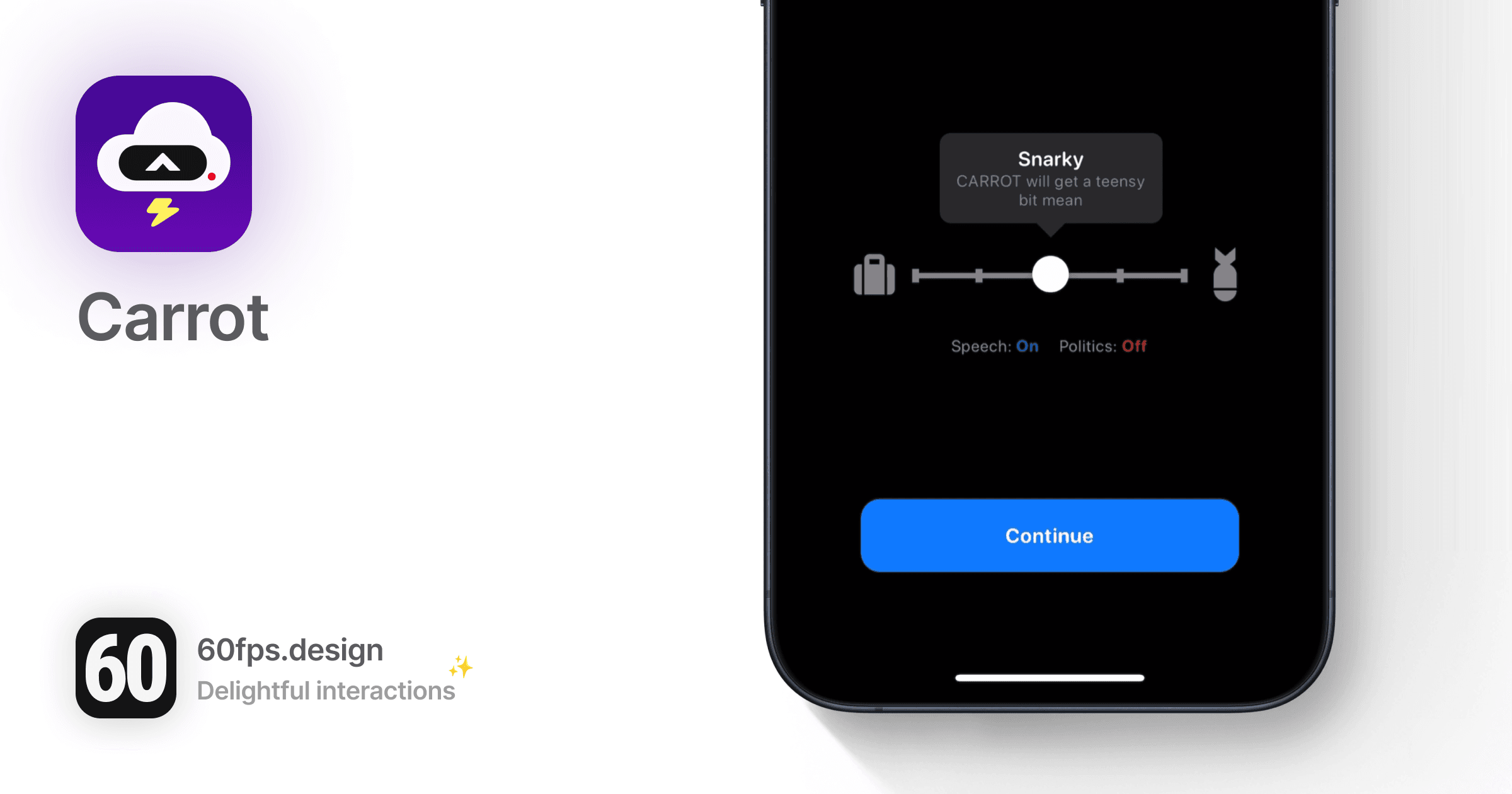 Carrot iOS App UI/UX animation