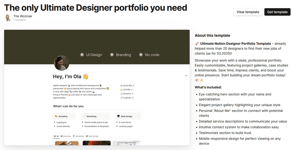 Top 10 Free Notion Portfolio Templates 2025 - Minimal Creator Framer ...