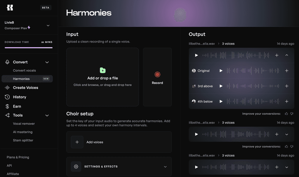 Harmony Generator | Instant harmonies, instant Inspiration