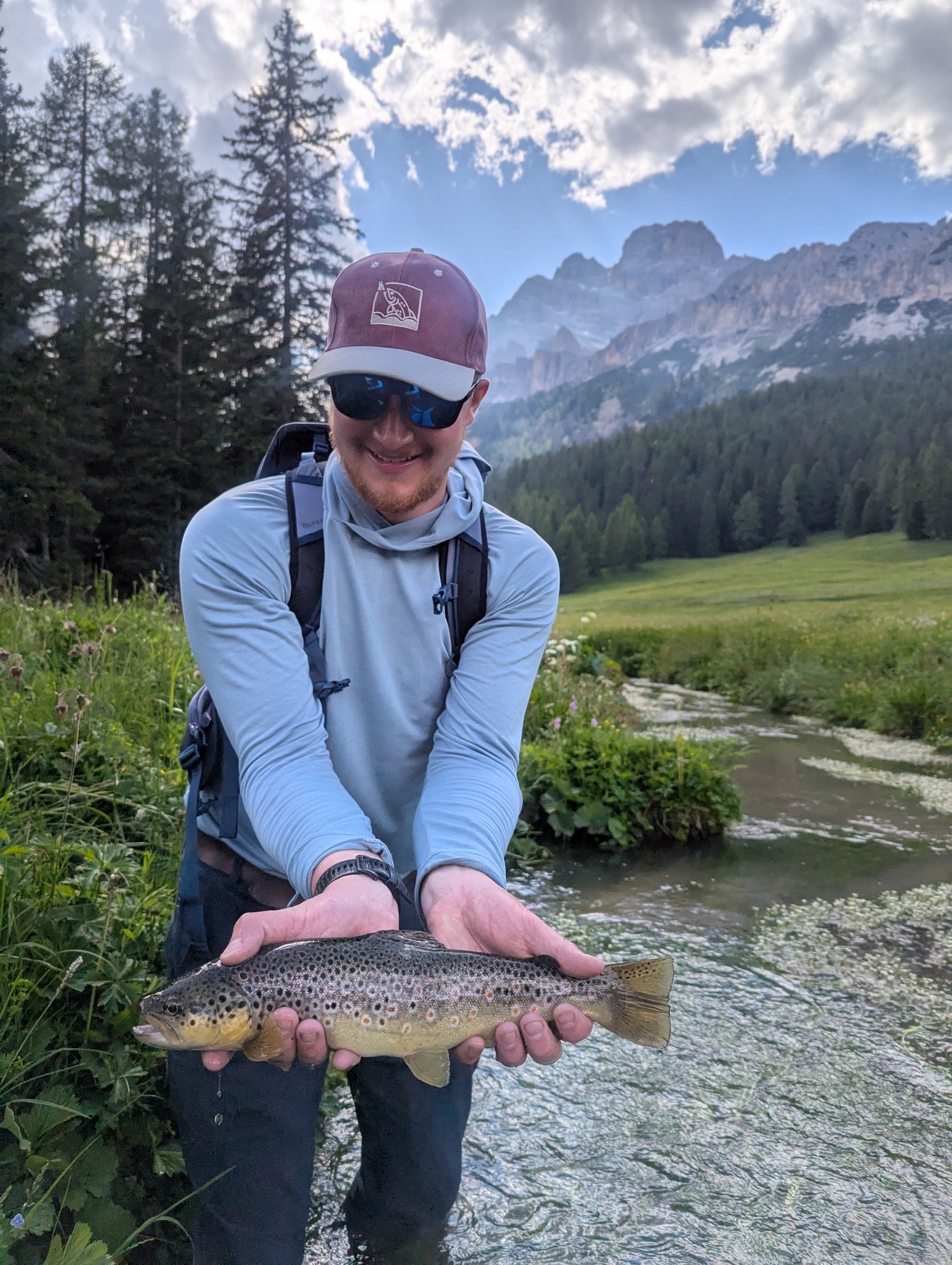 Fly Fishing for Brown Trout in Dolomites Italy