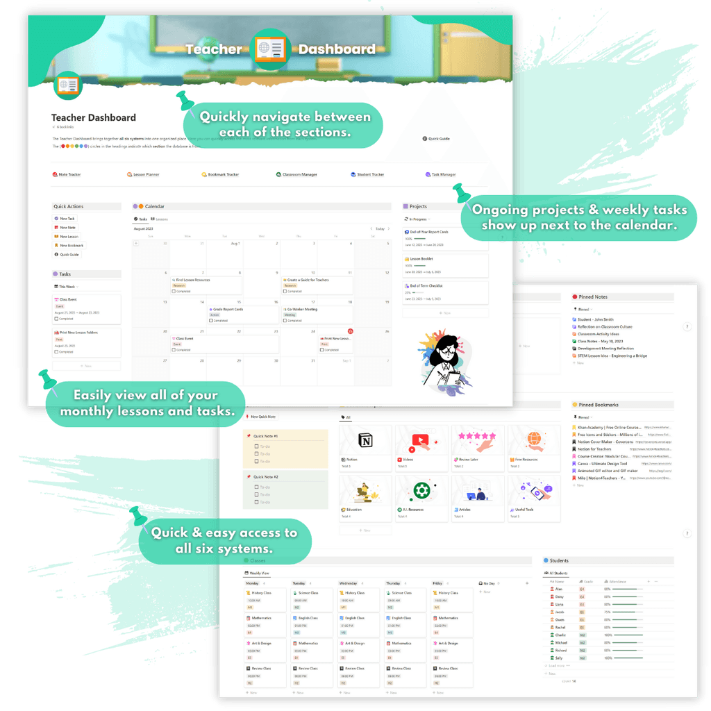 Notion For Teachers: Digital Teacher Planner | Notion Template