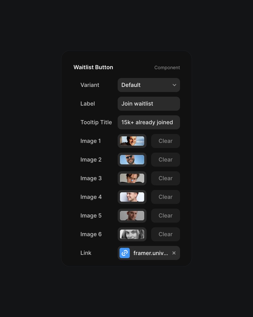 Waitlist Button Animation Component in Framer — Framer Resource