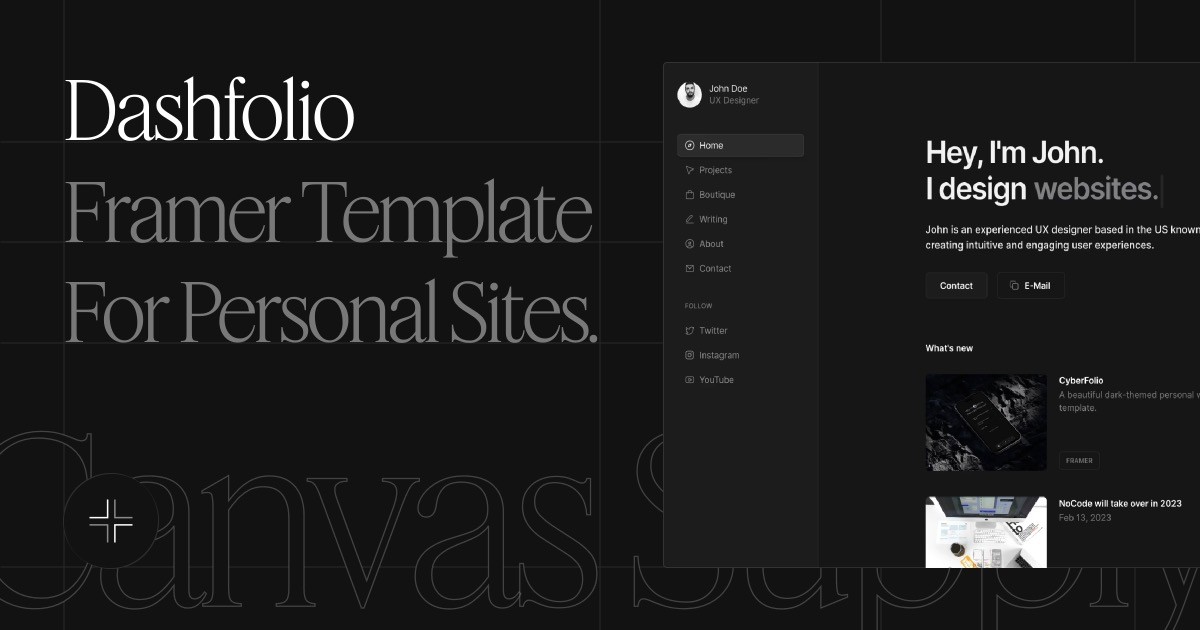 Dashfolio · Template for Framer
