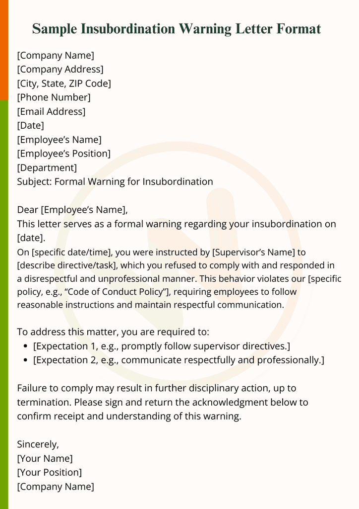 Insubordination Warning Letter: A Comprehensive Guide - WorkOnward - A ...