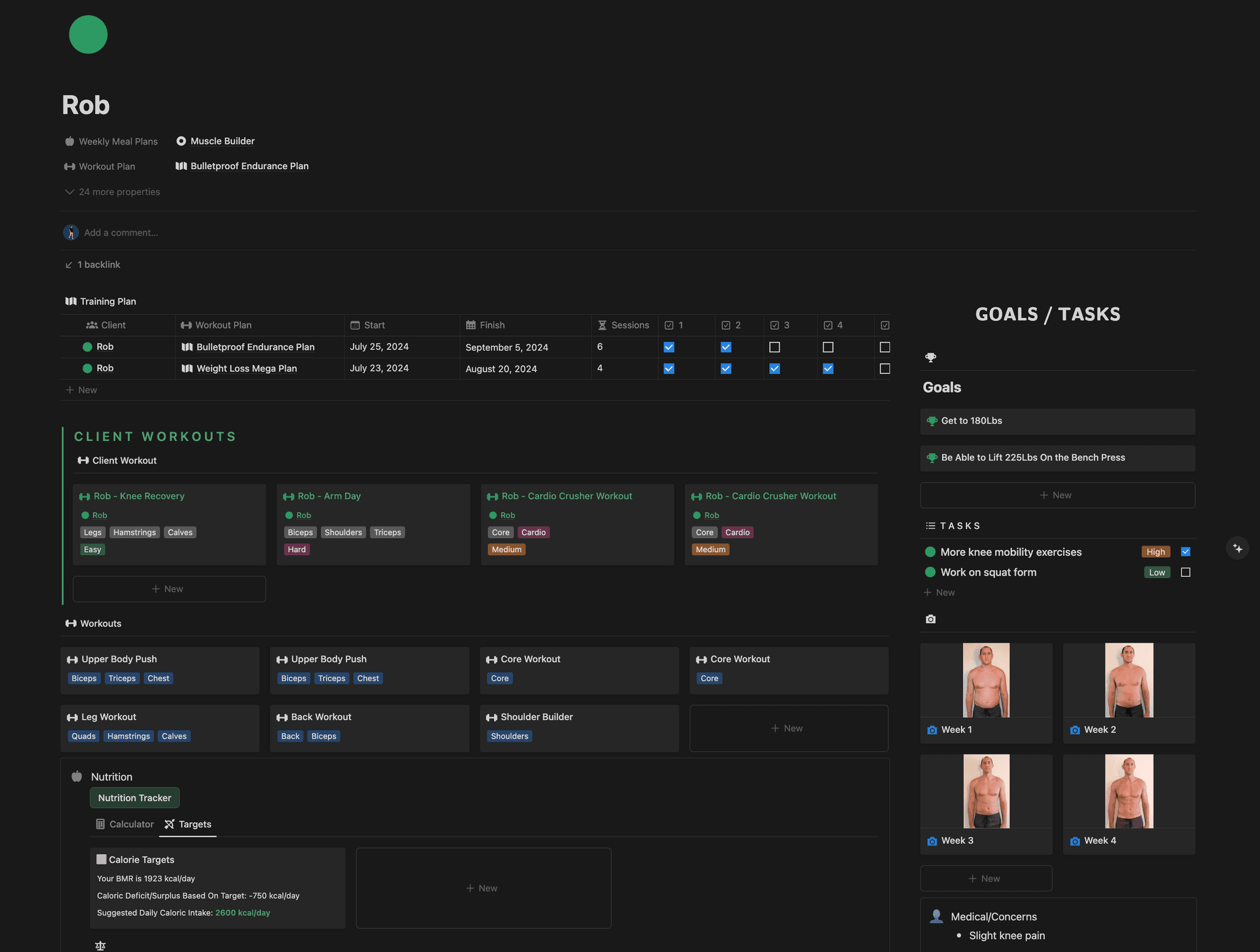 Notion Personal Trainer Template | PRO COACH